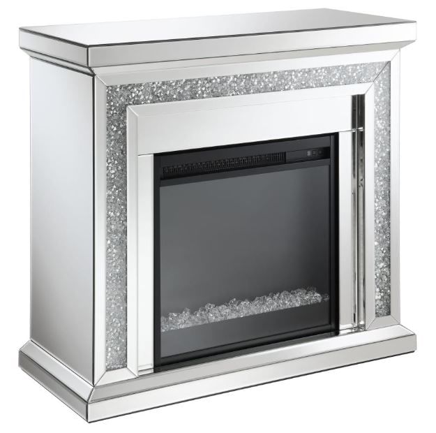 Living Room Fireplaces Lorelai Mirrored Freestanding Electric Fireplace ...