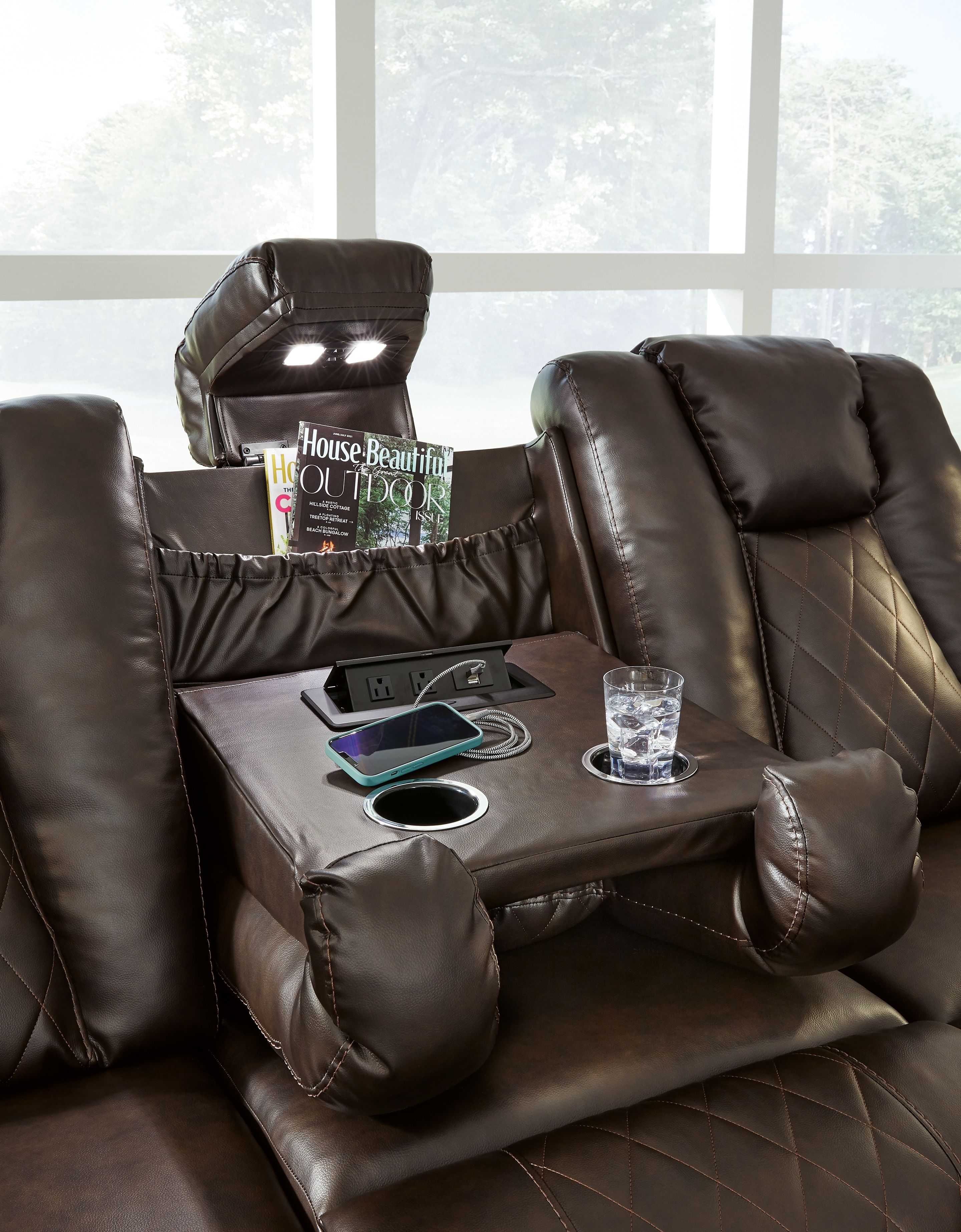 Reclining Sofa With Drop Down Table And Massage | Cabinets Matttroy