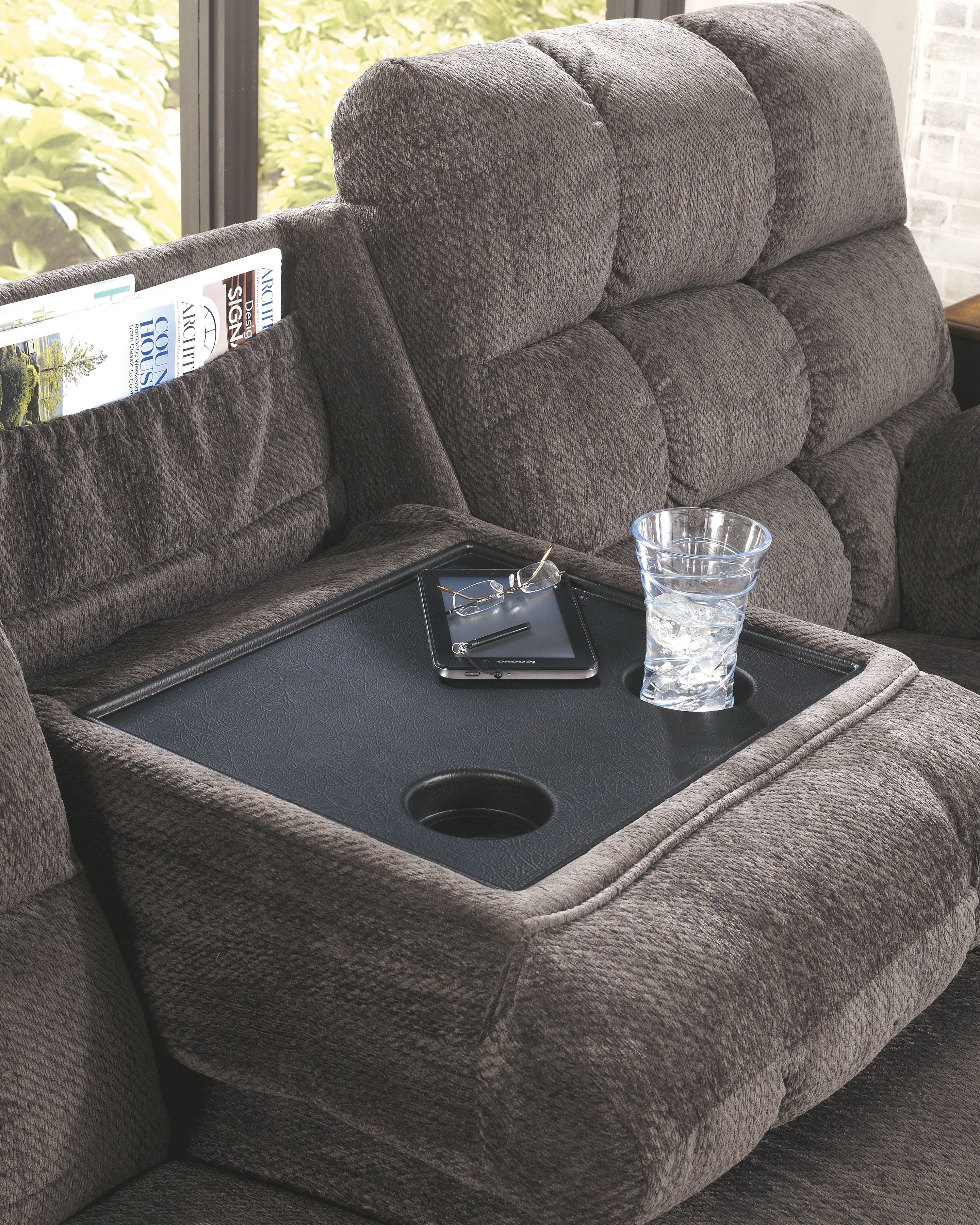 Living Room Sofas Ashley Living Room Acieona Reclining Sofa with Drop Down Table 5830089 at iStyle Furniture Store