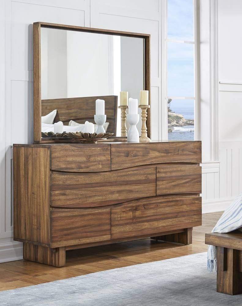 Modus Bedroom Ocean Six Drawer Solid Wood Dresser In Natural Sengon 8C7982